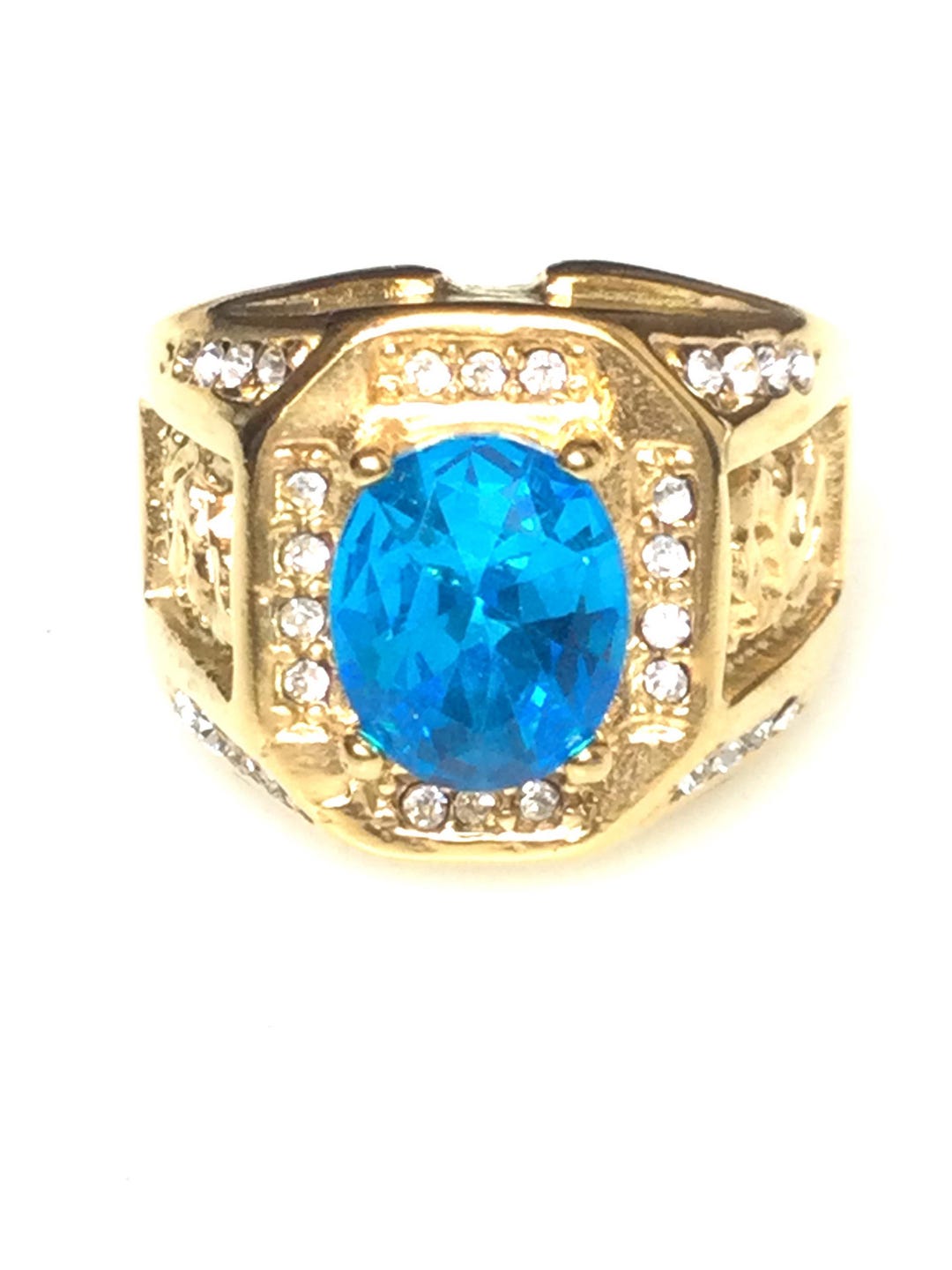 Rare Blue & White Gemstone Magic Gold Ring / Charm Silver Golden Ring ...
