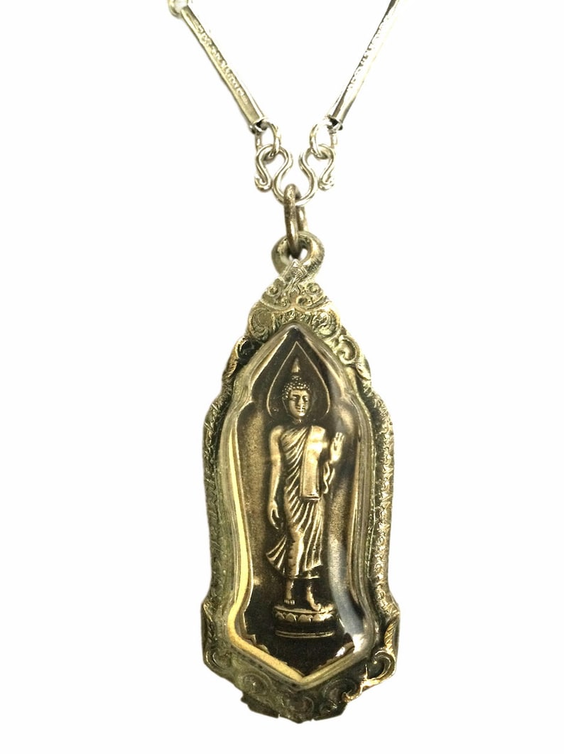Phra Buddha Amulet Pendant: Thai Good Luck Talisman Necklace - Etsy