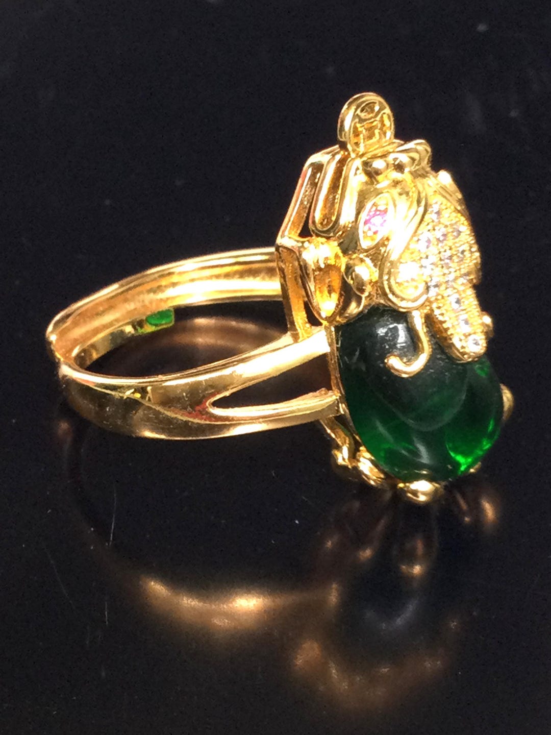 Green Emerald Stone Magic Gold Ring / Statement Ring / Top Lucky and ...