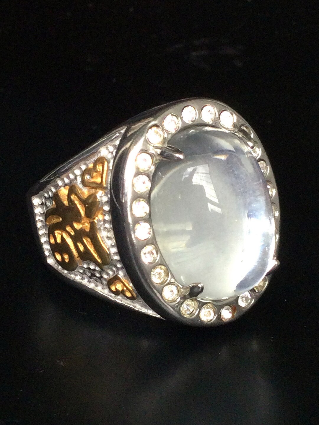 Ocean White Naga Eye Stone With White Gems Magic Ring / Powerful Lucky ...