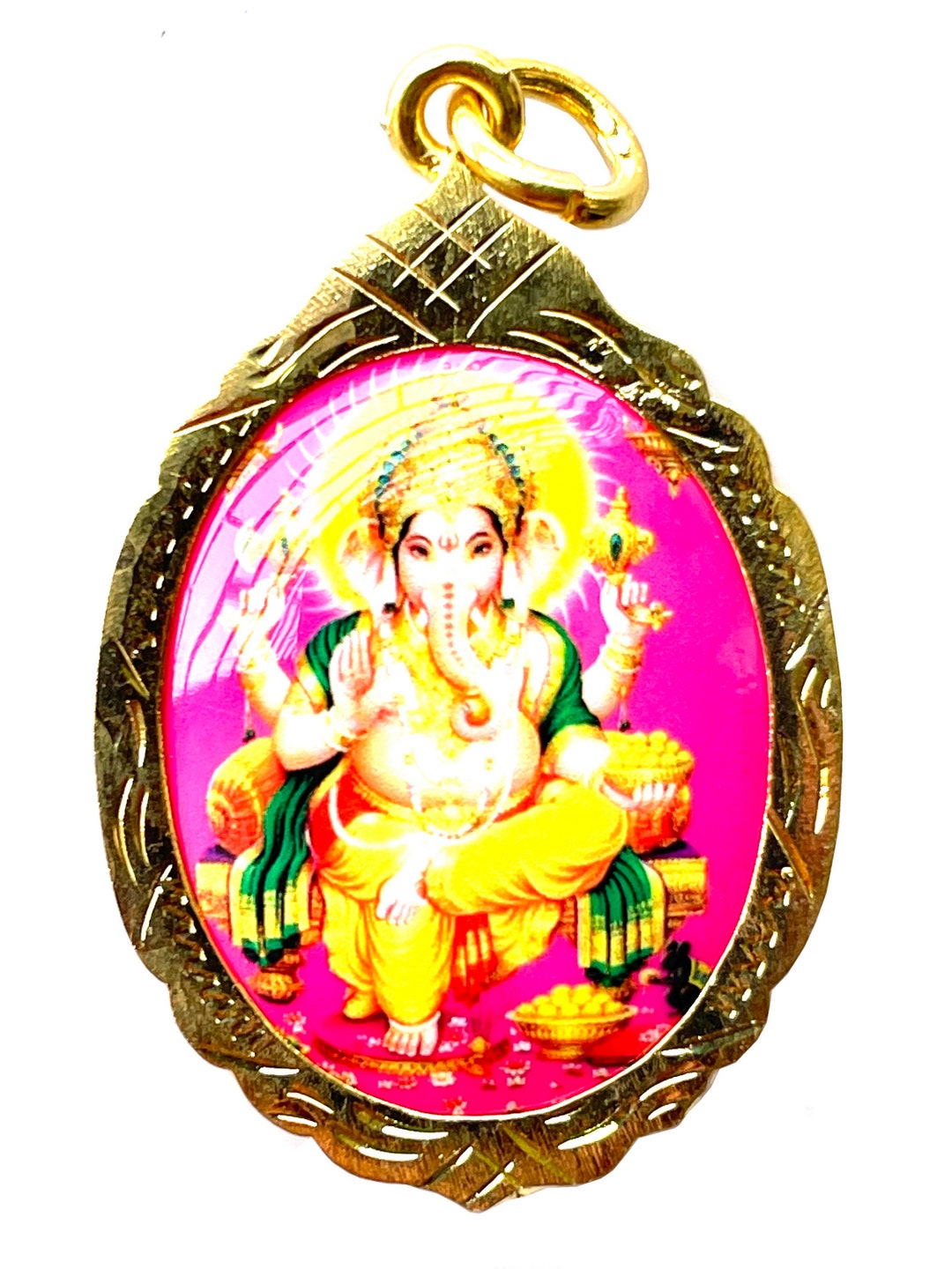 Rare God Ganesha Haritrakanapati, Deva Place / Sacred Good Luck Pendant ...