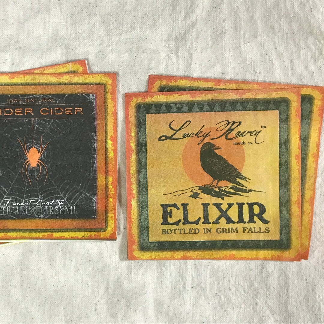 4 Raven Paper Napkins for Decoupage Spooky Halloween Paper Napkin Lot ...