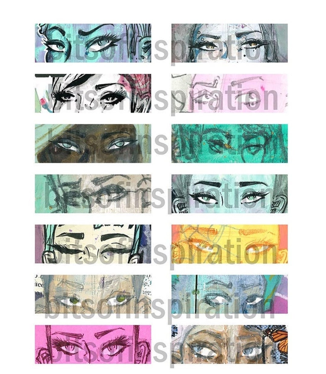 DIGITAL Eyes Collage Sheet - Art Journal Digi Printable - Collage ...
