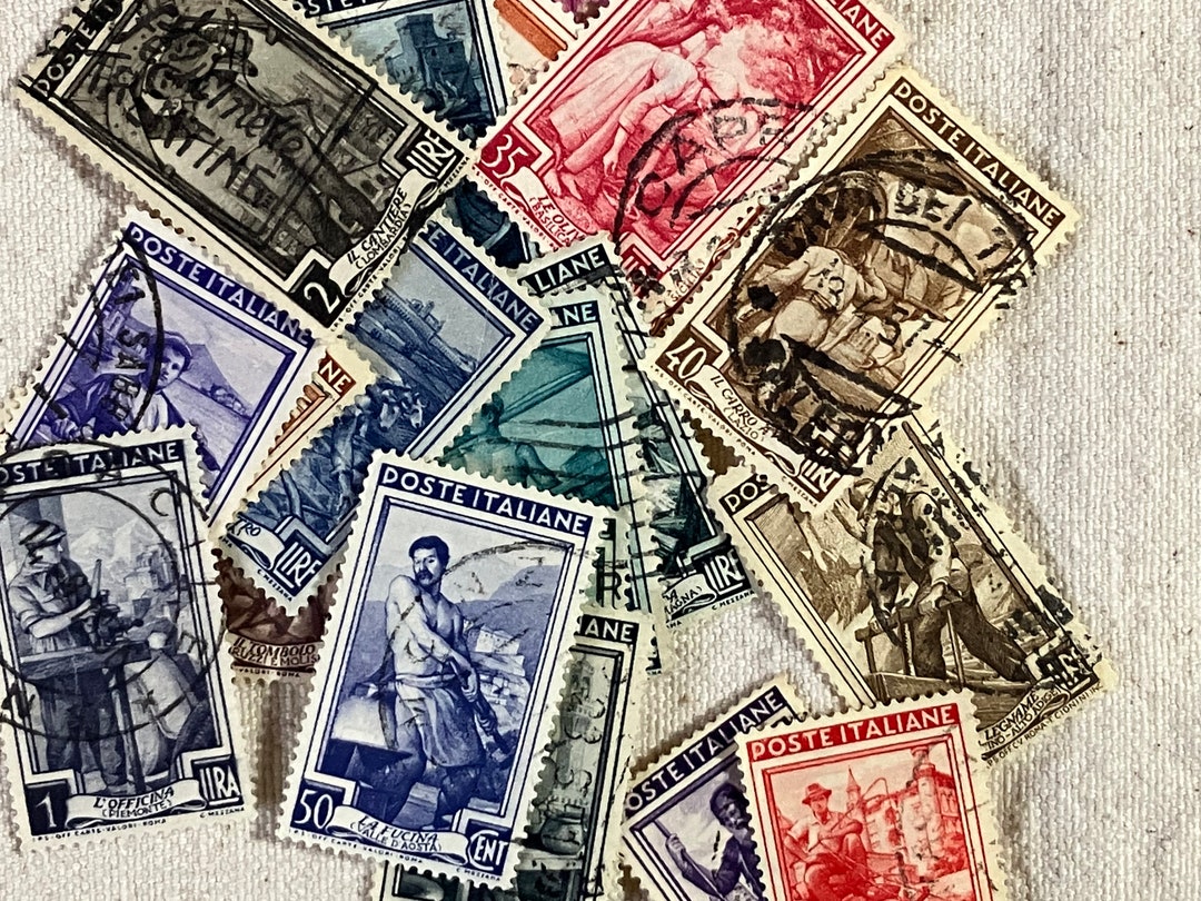 19 Vintage Italian Postage Stamps Used Stamp Lot Smash Book or Junk ...