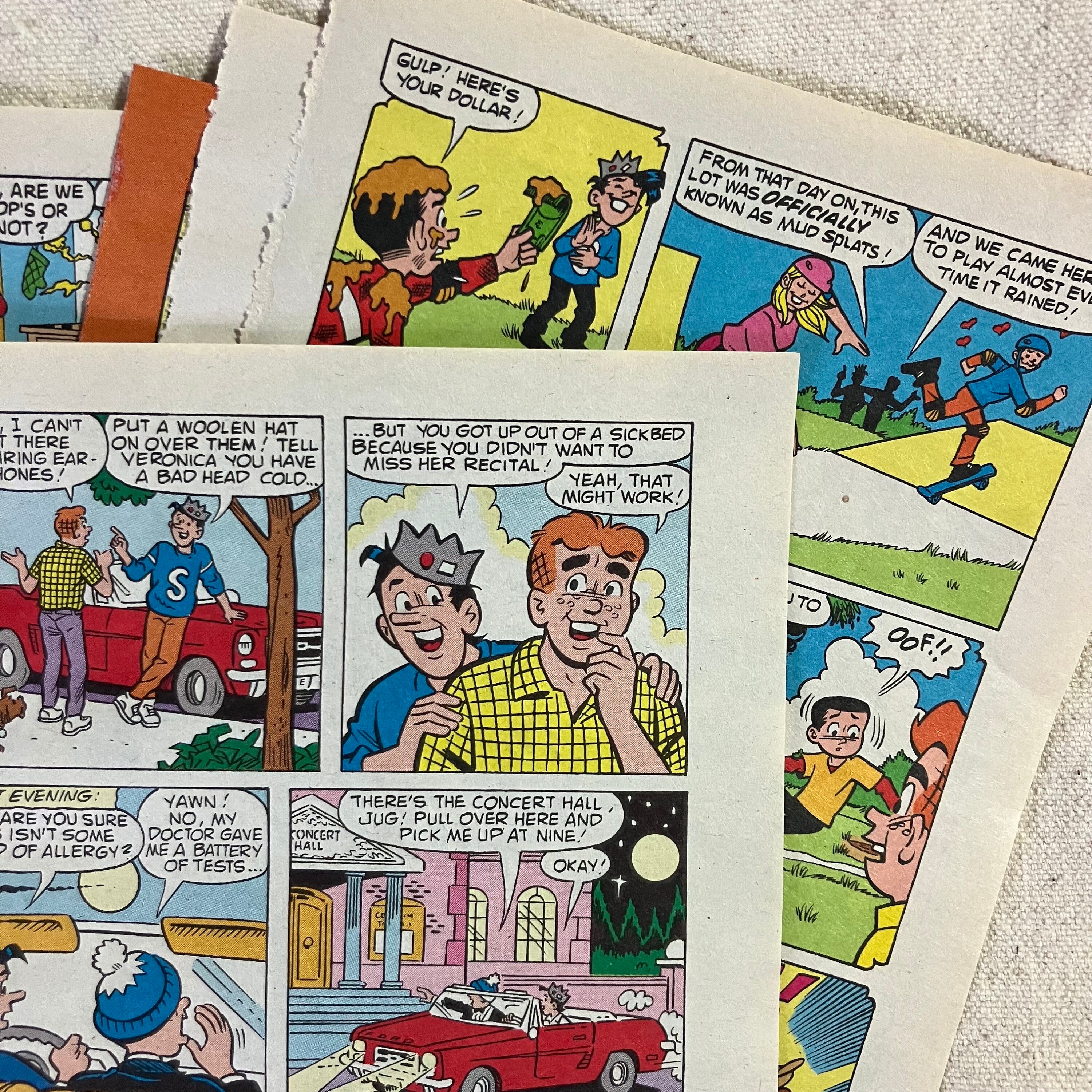 15 Archie Comic Book Pages - Comic Book Ephemera Lot - Paper Collage ...