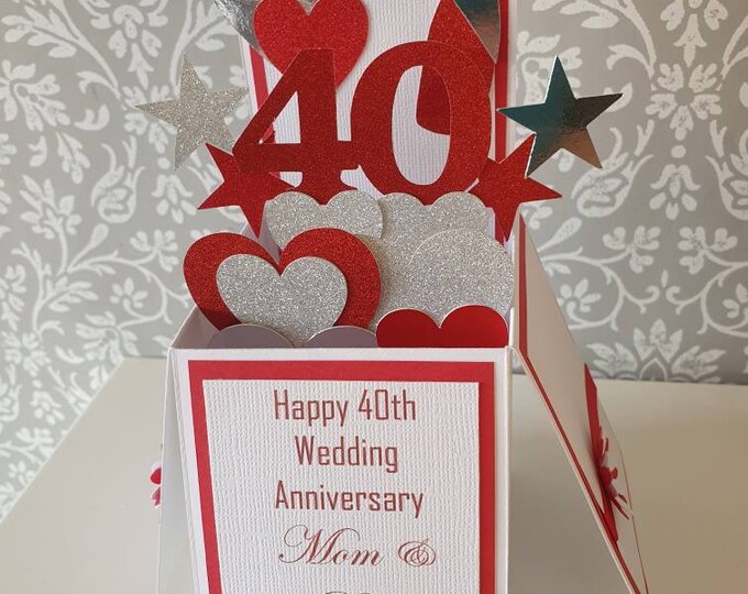 Handmade Personalised 40th Ruby Wedding Anniversary Pop up Card - Etsy
