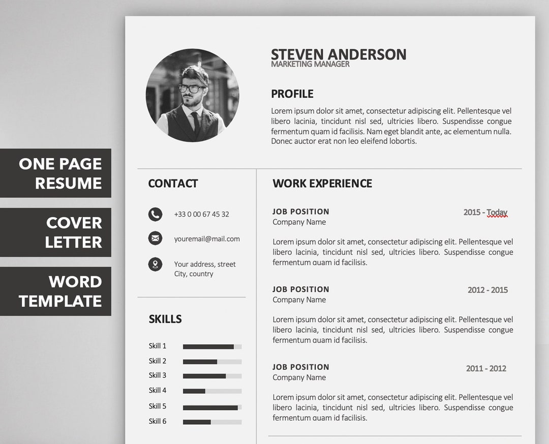 Black & White Resume Template / CV Resume Template Cover Letter ...