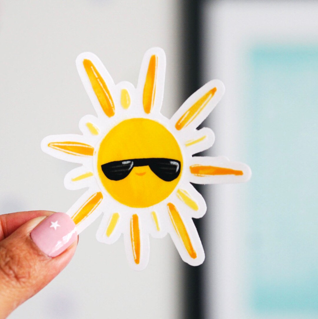Cool Sun Sticker / Sun Sticker / Waterproof Sticker / Clear - Etsy