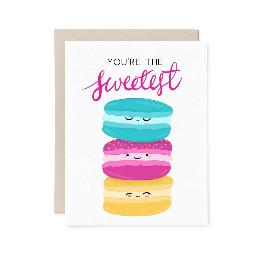 You're the Sweetest Card, Greeting Card, Macaron Card, Macaron Pun ...