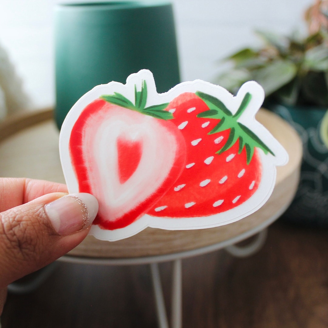 Strawberries Sticker / Waterproof Sticker / Clear Vinyl - Etsy