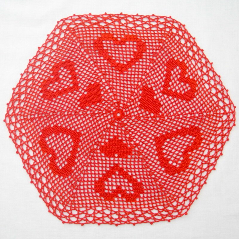 Crochet Heart Doily - Etsy