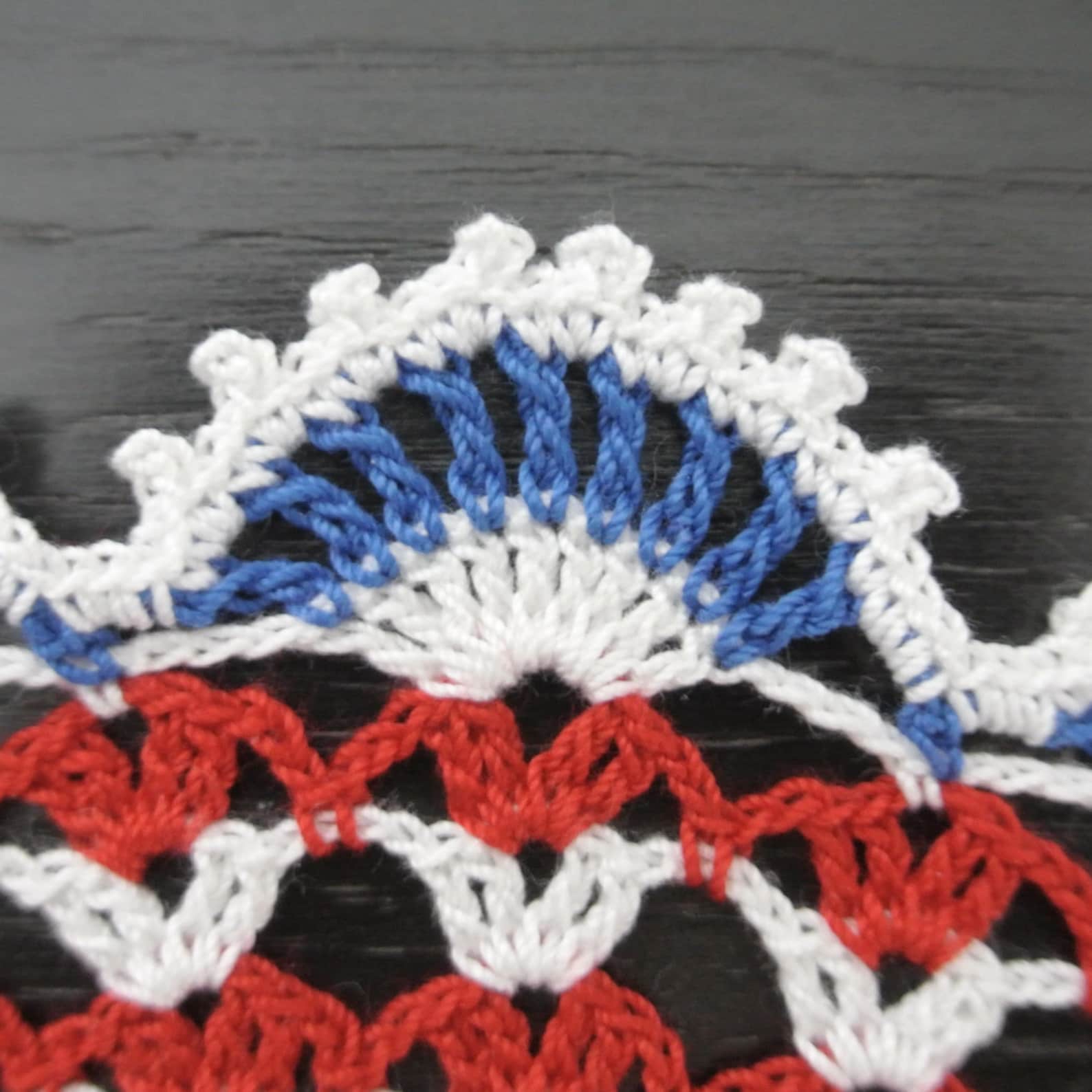 28 Cm, 11 Inch, Hand Crochet Doily, Häkeldeckchen: Red White Blue, 4th ...