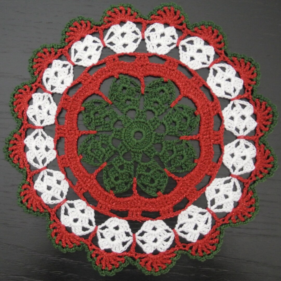 21 Cm, 8.3 Inch, Sparkling Red, White, Green, Christmas, Mini Doily ...