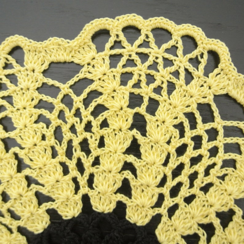 24 Cm, 9.4 Inch, Black, Yellow, Sunflower Doily, Mini Round Doily ...