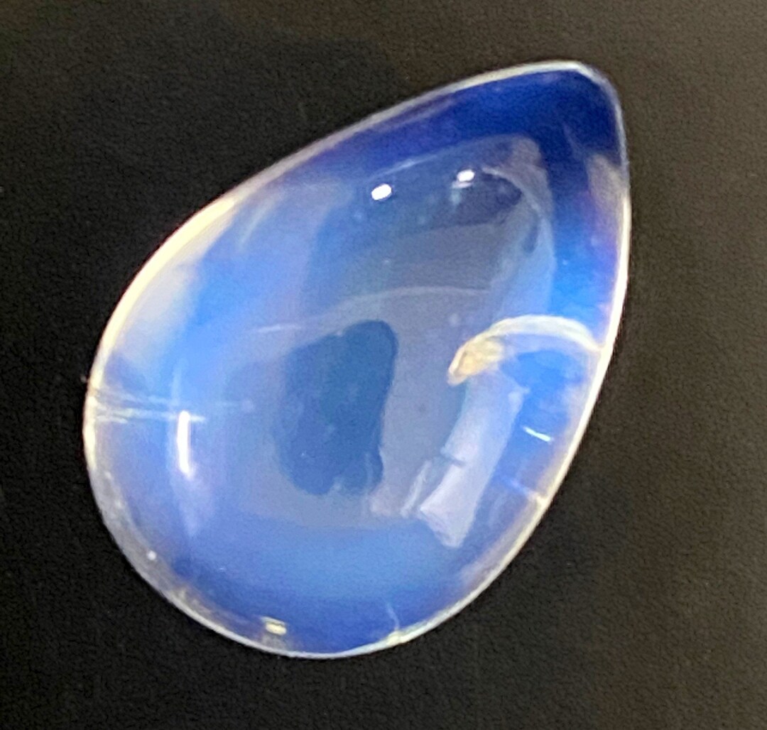 7CT, 10x14.5x6mm Pear, 100% Natural, Blue Moonstone Cabochon, Handmade ...