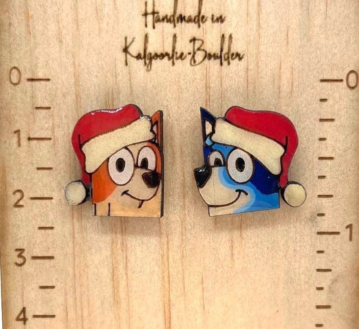Bluey & Bingo Christmas Stud Earrings - Etsy