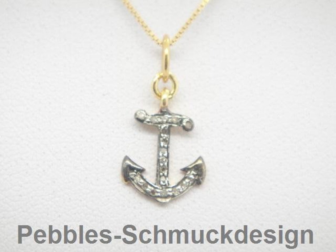 Diamond Chain Anchor 18k Silver Gold Plated...pendant Anchor With ...