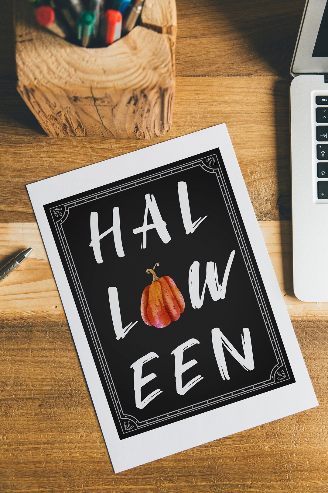 DARK HALLOWEEN Sign Poster Printable Wall Decorpumpkin Watercolor ...