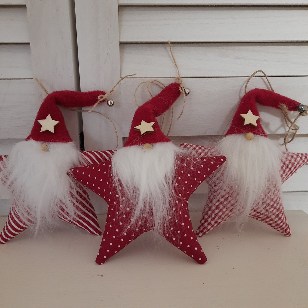 3 Cute Star Gnomes - Star Gnomes - Star Santa Claus - Made of Fabric ...