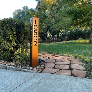 Address Sign - Yard Address Sign - Rusted - Three Sided Address Numbers ...