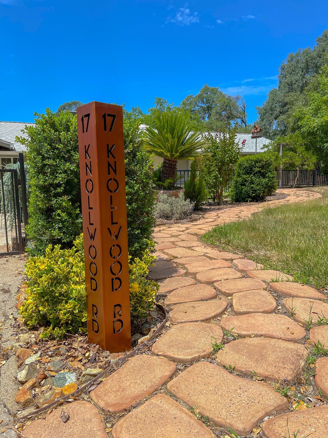Address Sign - Yard Address Sign - Rusted - Adjacent Sided - Custom ...