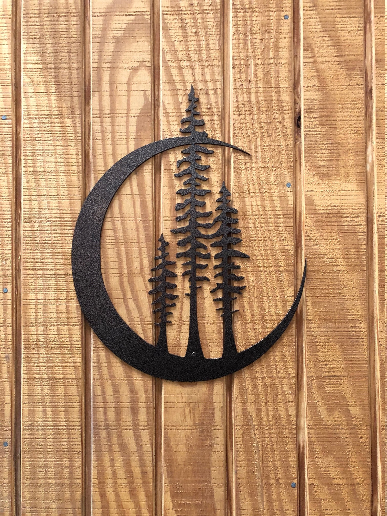 Trees In Moon Tree Moon Steel wall decor Metal Wall art | Etsy