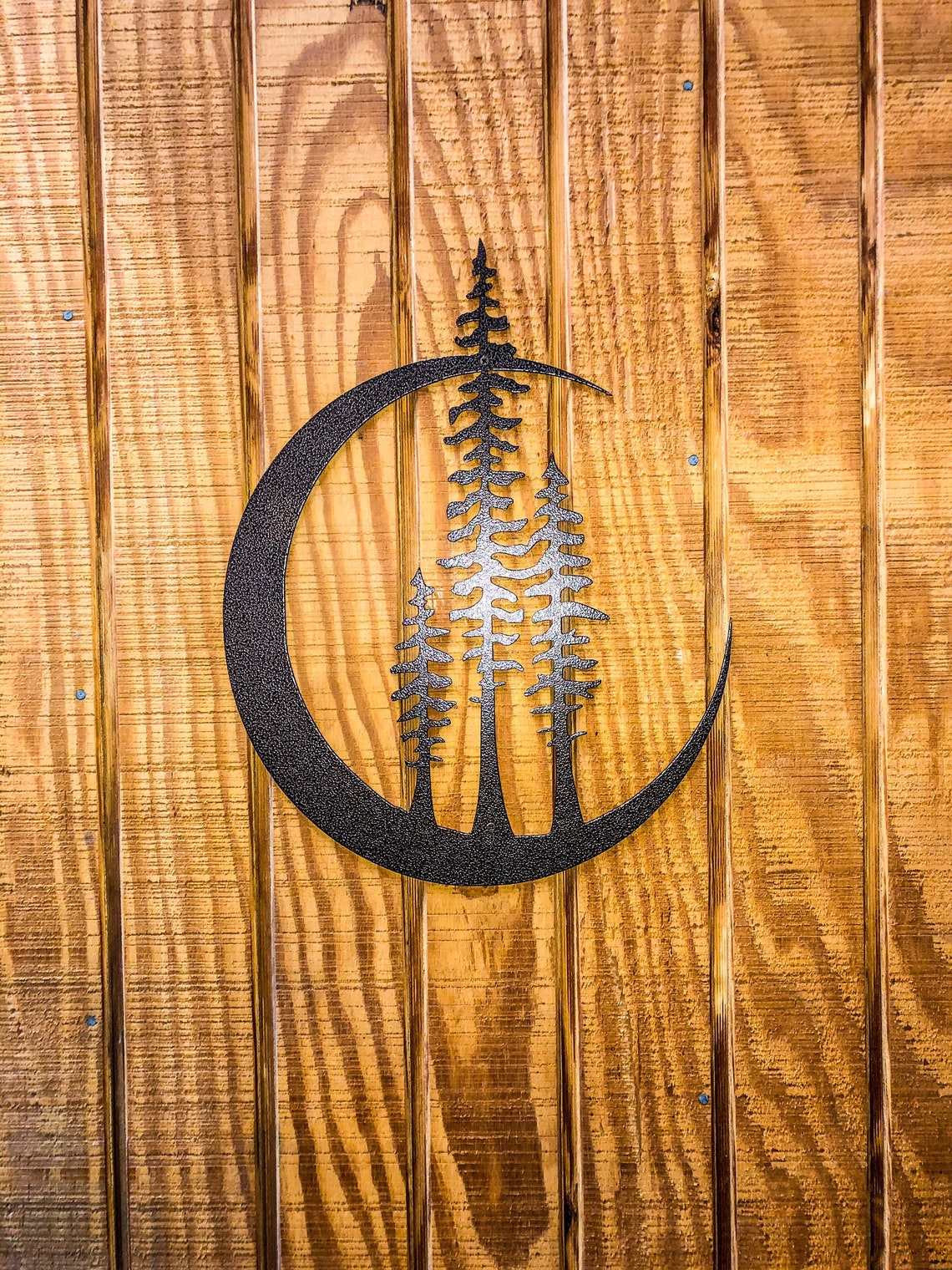 Trees In Moon Tree Moon Steel wall decor Metal Wall art | Etsy