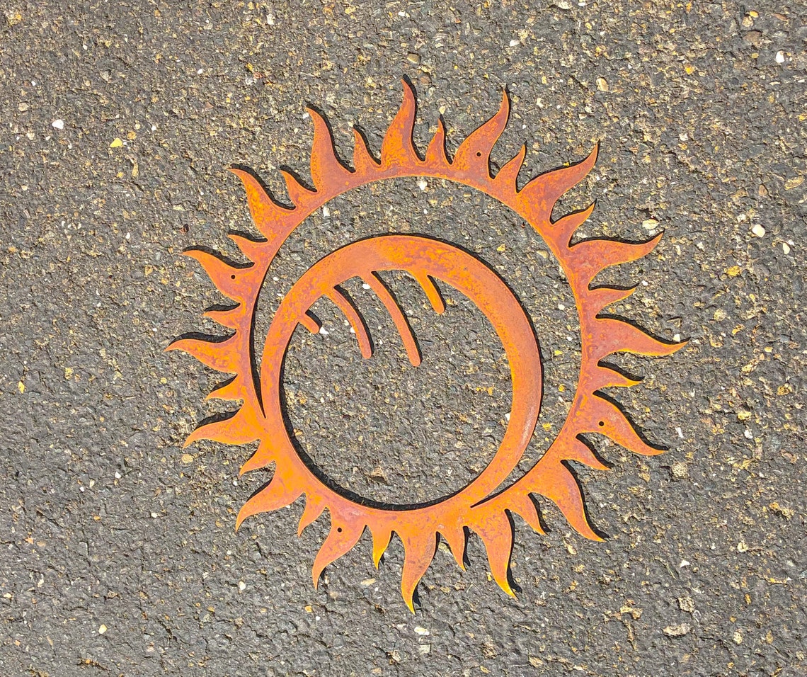 Sun Wall Art Rusted Sun Rustic Eclipse Sun Yard Art | Etsy