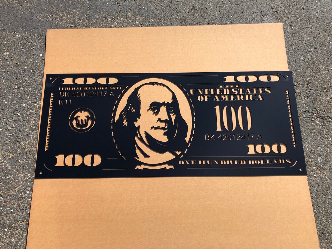 Hundred Dollar Bill Wall Art-metal Hundred Dollar Bill-brushed Metal ...