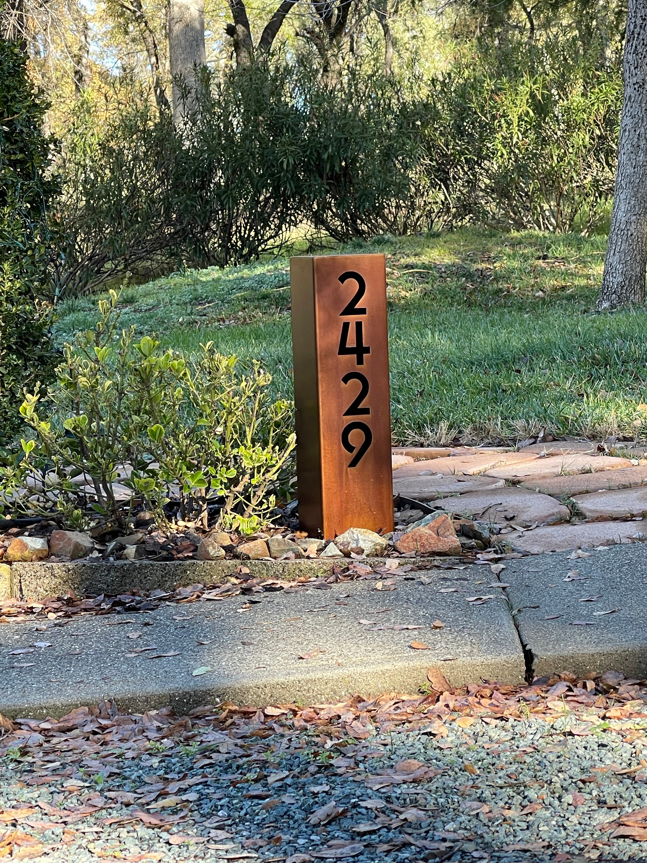 Address Sign - Yard Address Sign - Rusted - Small - Custom Address Sign ...