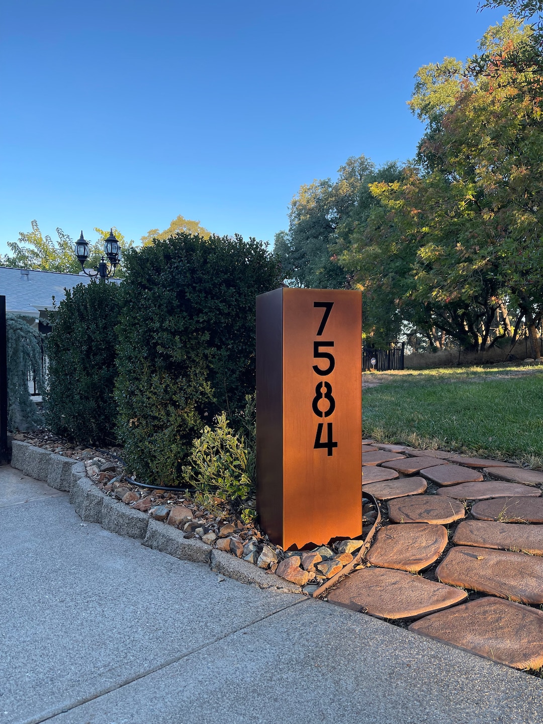 Address Sign -XL- Yard Address Sign - Rusted - Adjacent Sided - Custom ...