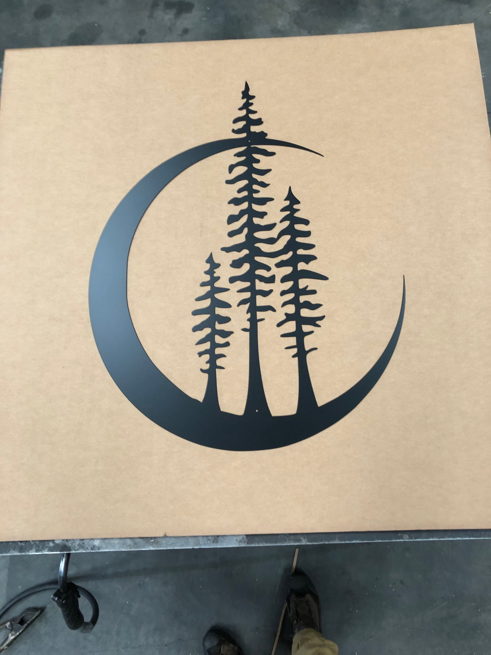 Trees in Moon Tree Moon Steel Wall Decor Metal Wall Art - Etsy