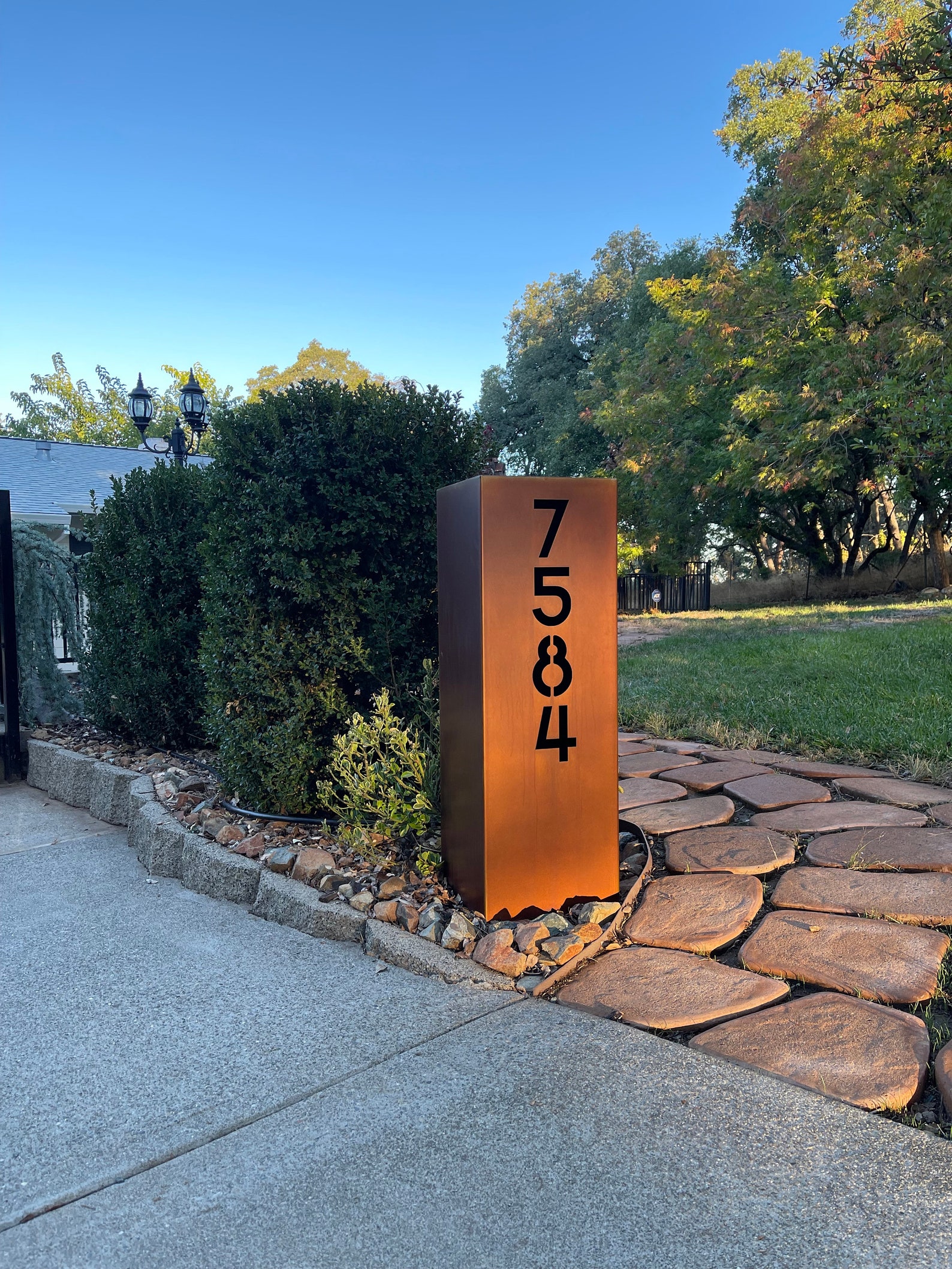 Address Sign -XL- Yard Address Sign - Rusted - Adjacent Sided - Custom ...