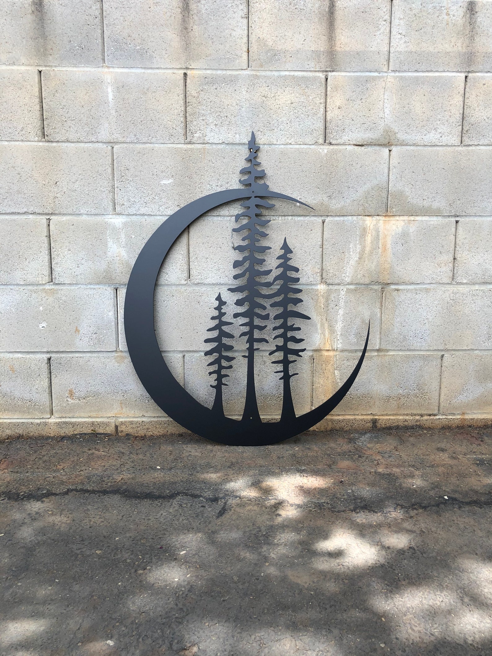 Trees in Moon Tree Moon Steel Wall Decor Metal Wall Art - Etsy