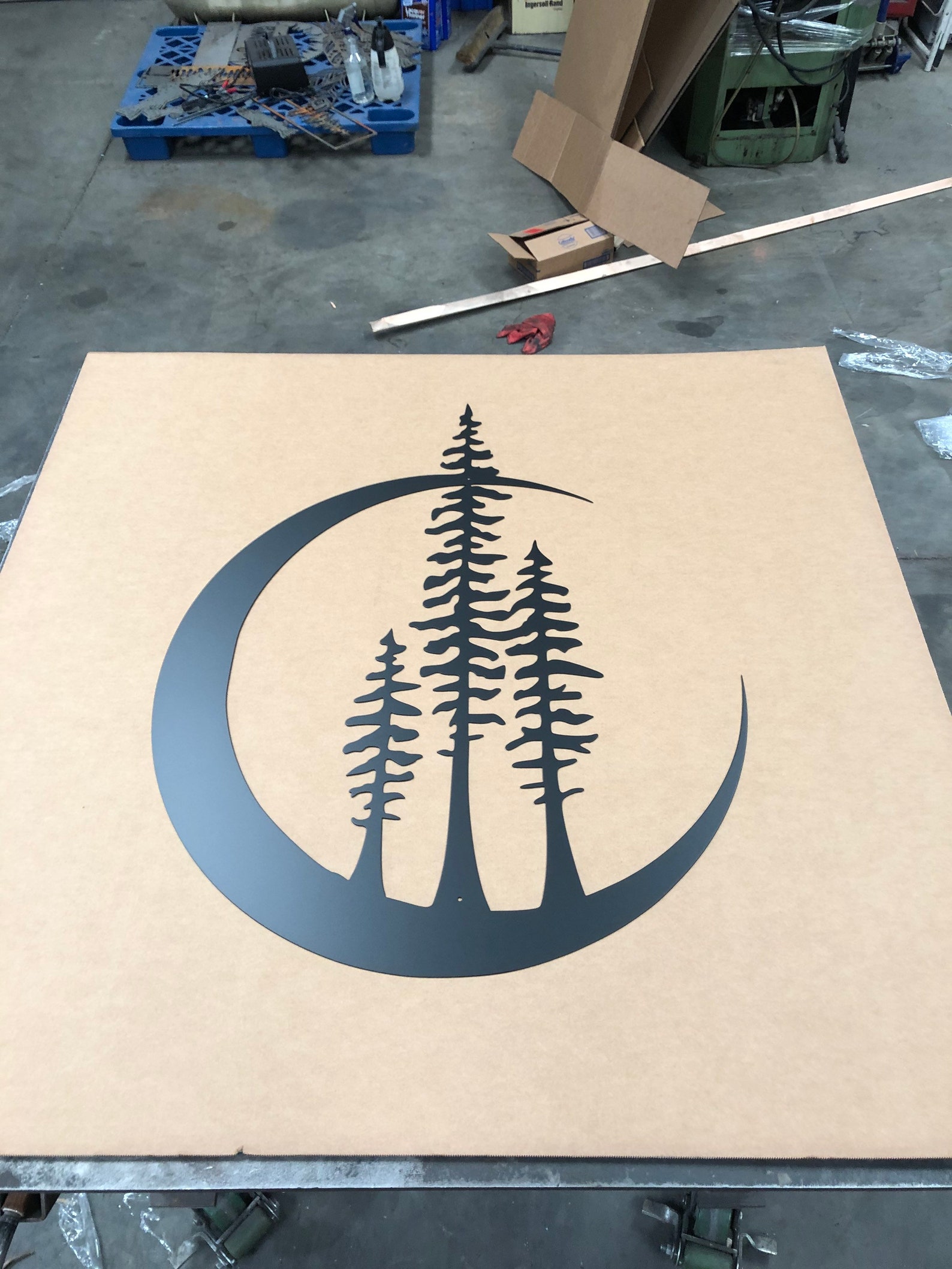 Trees in Moon 36 Inch Tree Moon Steel Wall Decor Metal | Etsy