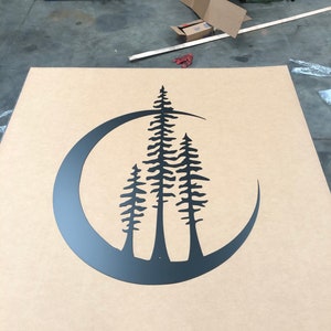 Trees in Moon 36 Inch- Tree Moon - Steel Wall Decor - Metal Wall Art ...