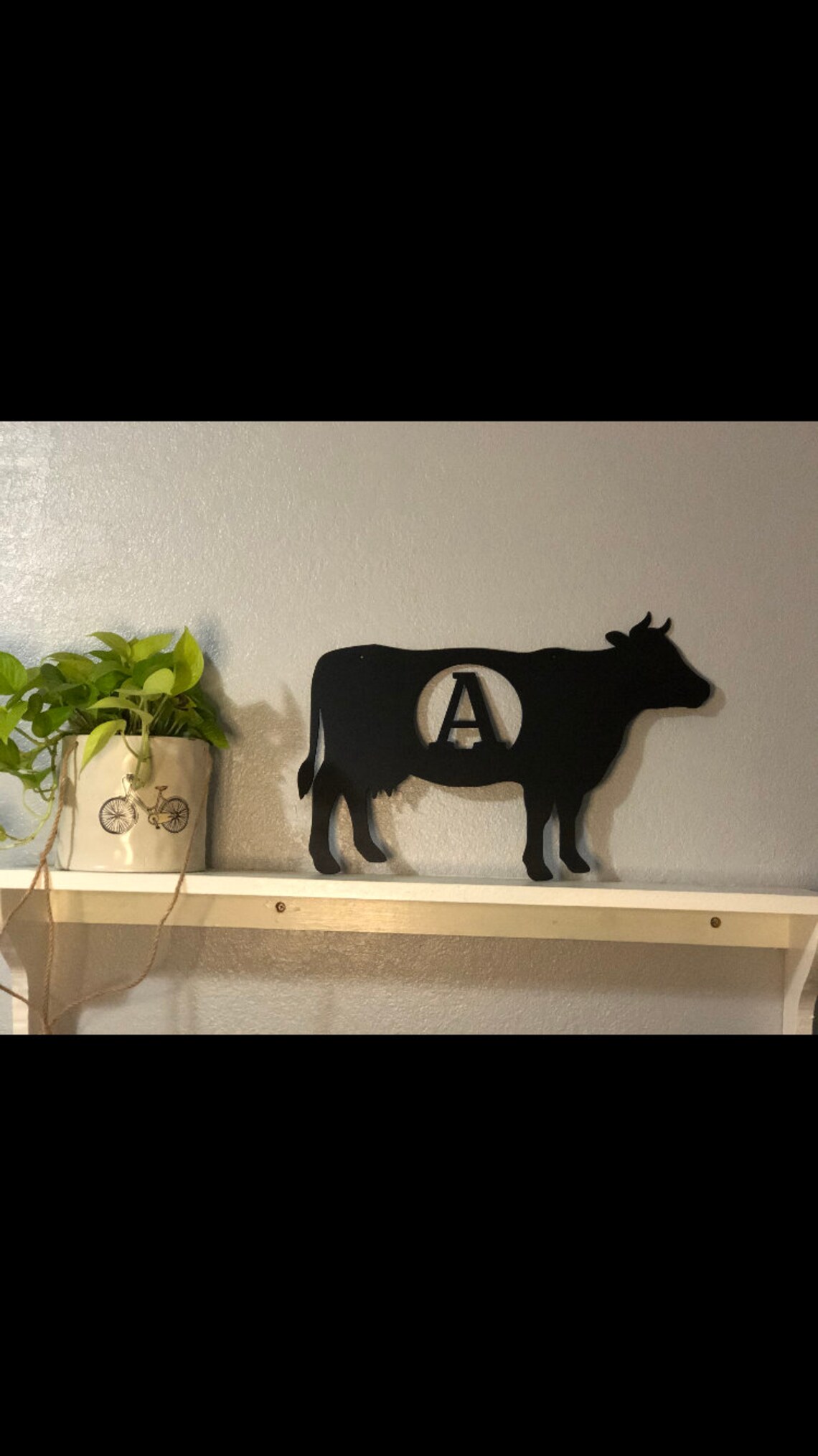 Metal Cow Sign Custom Initial Cow Cow Sign Metal Black | Etsy