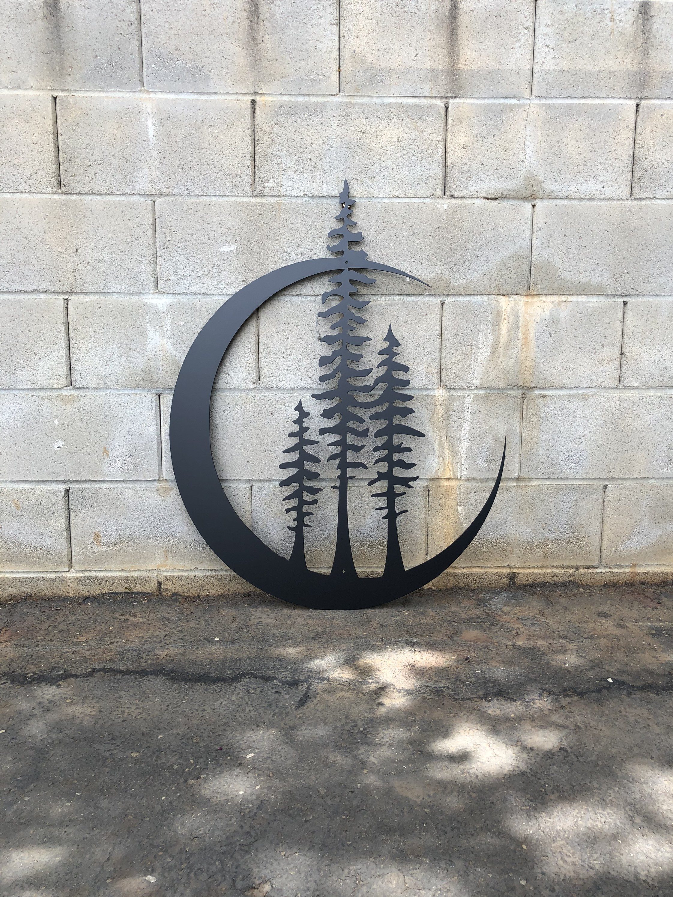Trees in Moon 36 Inch- Tree Moon - Steel Wall Decor - Metal Wall Art ...