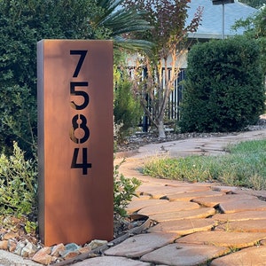 Address Sign -XL- Yard Address Sign - Rusted - Adjacent Sided - Custom ...
