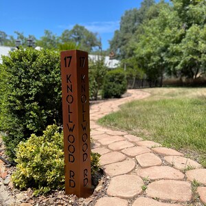 Address Sign - Yard Address Sign - Rusted - Adjacent Sided - Custom ...