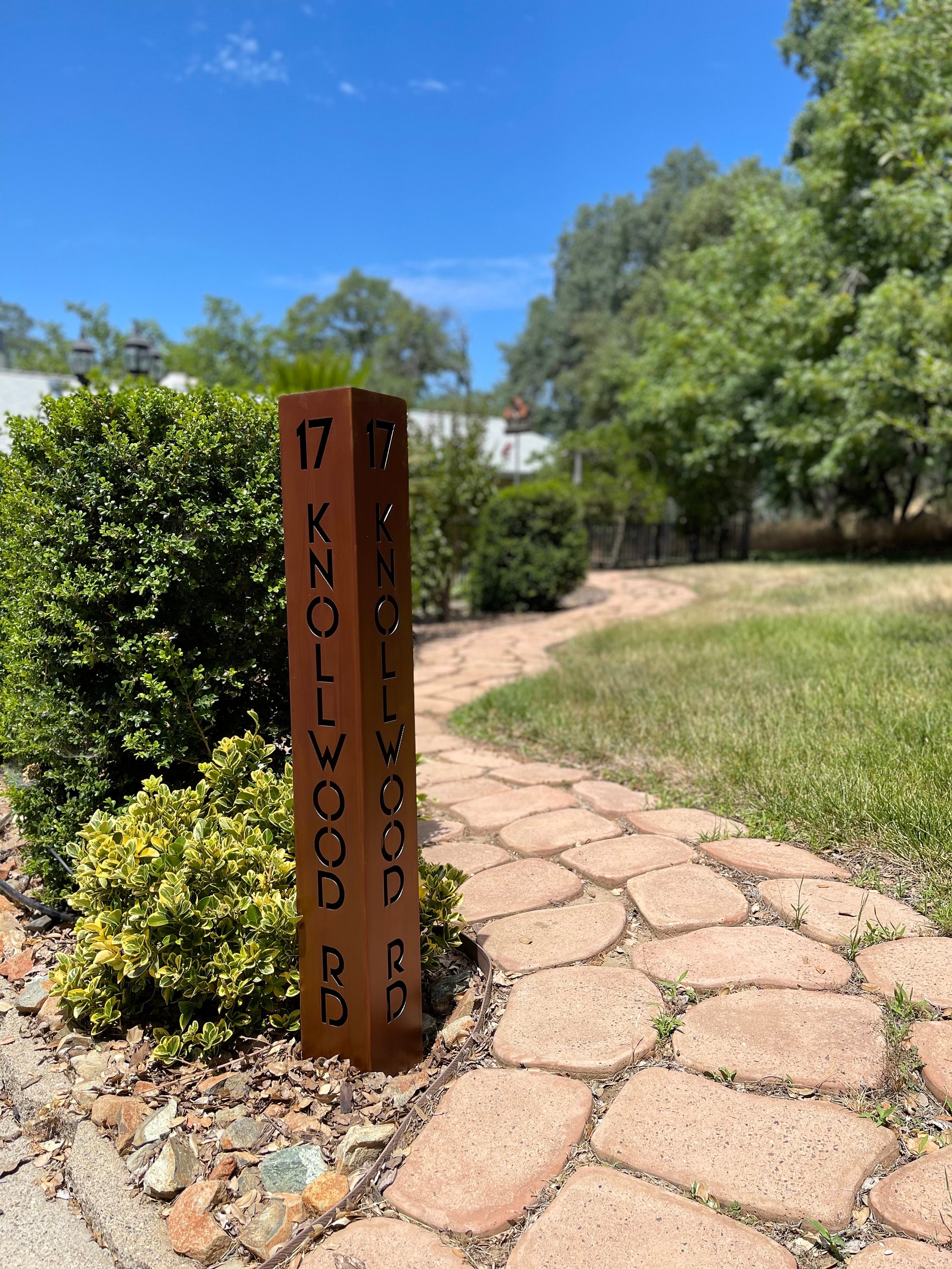 Address Sign - Yard Address Sign - Rusted - Adjacent Sided - Custom ...
