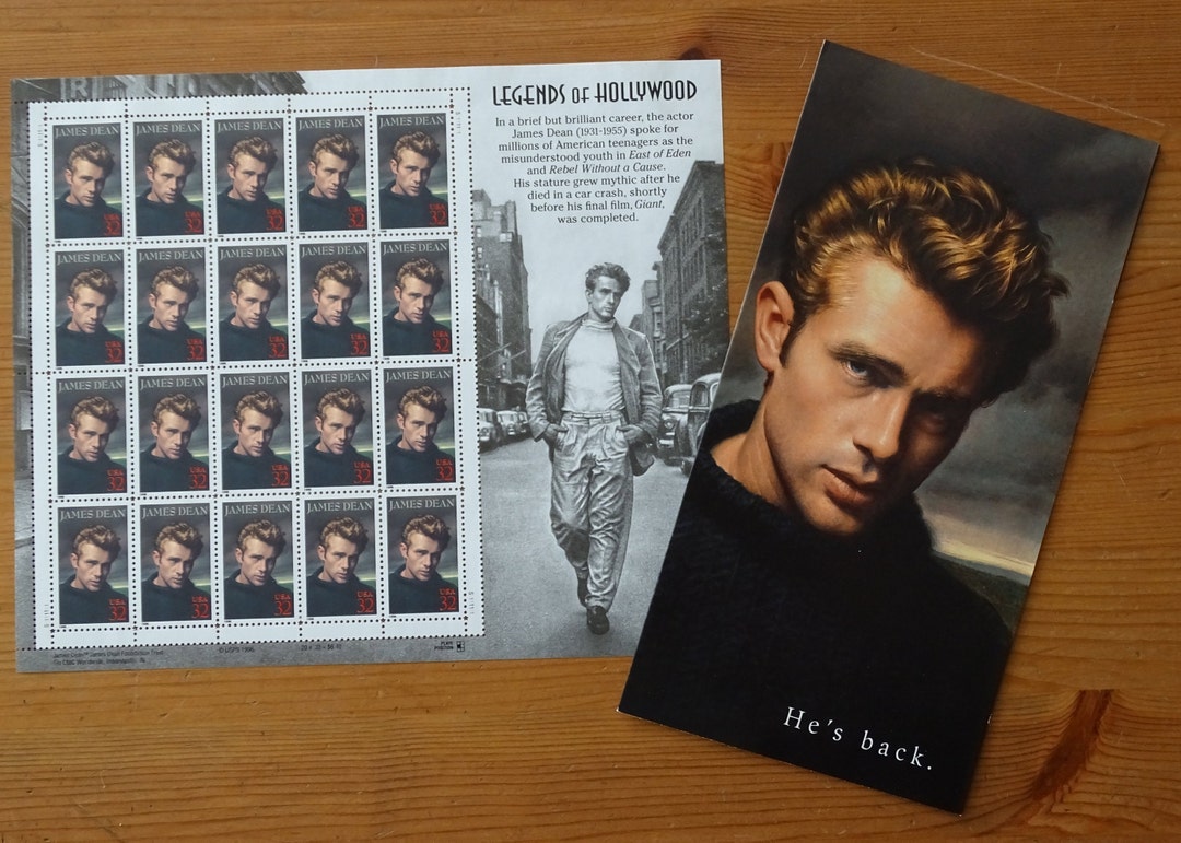 James Dean 1996: Legends of Hollywood Stamp Sheet and Pamphlet, Full ...