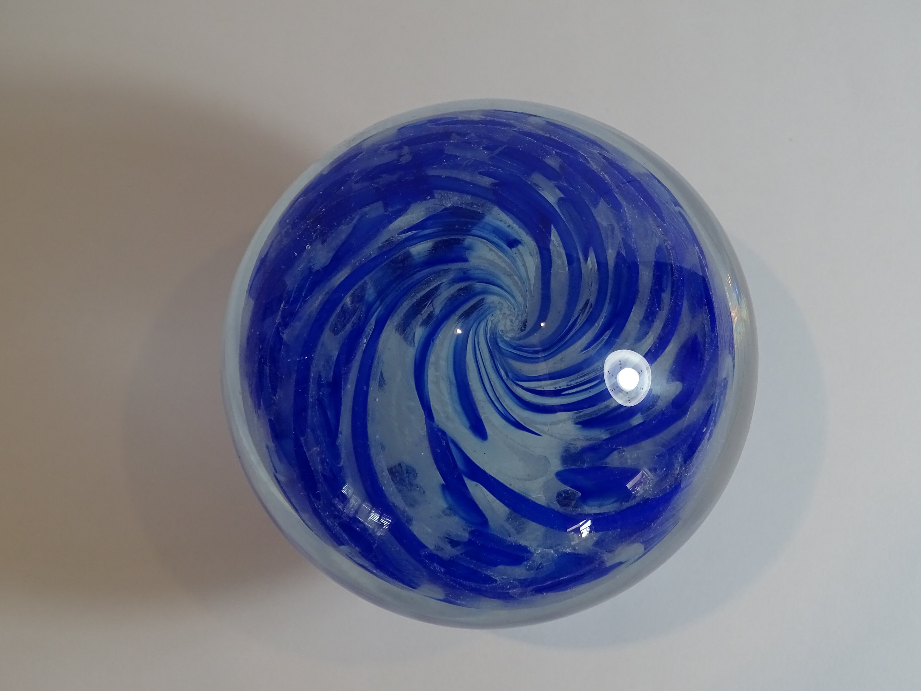 Vintage Hand Blown Glass Paperweight Blue Swirl Inner Design Signed By Artist Etsy