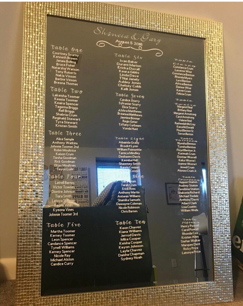 Mirrored Seating Chart - Etsy