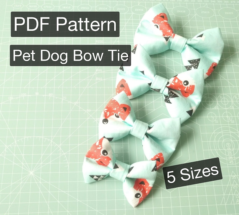 Sewing PDF Pattern Pet Dog Cat Bow Tie 5 Sizes Tutorials Instant ...