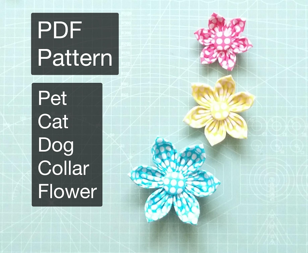 Sewing PDF Pattern Pet Dog Collar Flower 4 Sizes Tutorials Instant ...