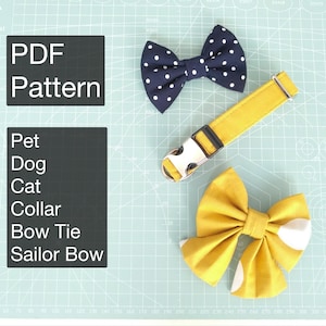 Sewing PDF Pattern Pet Dog Bow Tie Collar Sailor Bow Tie 5 Sizes ...