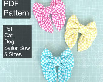 Sewing PDF Pattern Pet Dog Cat Bow Tie 5 Sizes Tutorials Instant ...