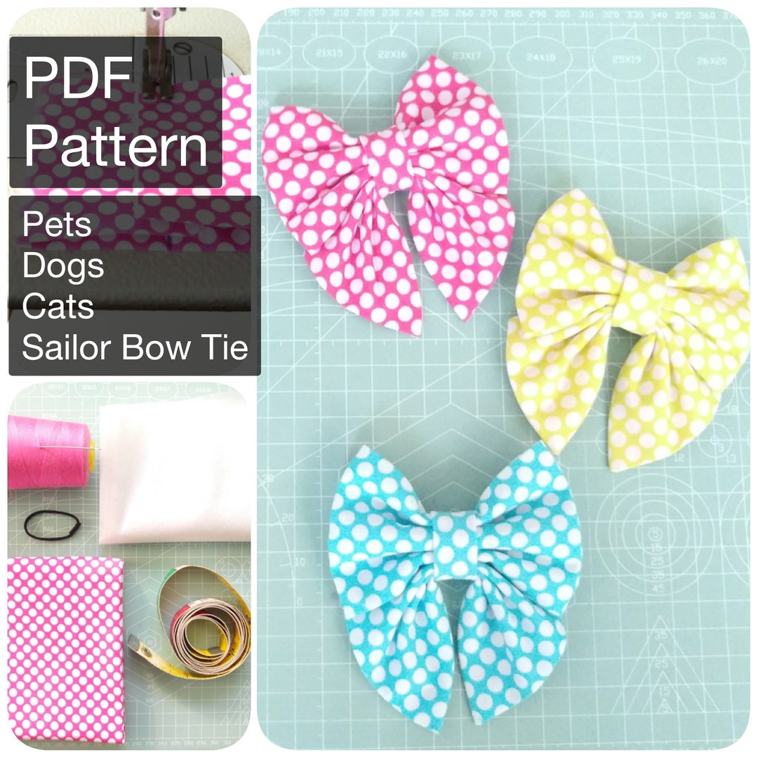 Sewing PDF Pattern Pet Dog Sailor Bow Tie 5 Sizes Tutorials Instant ...