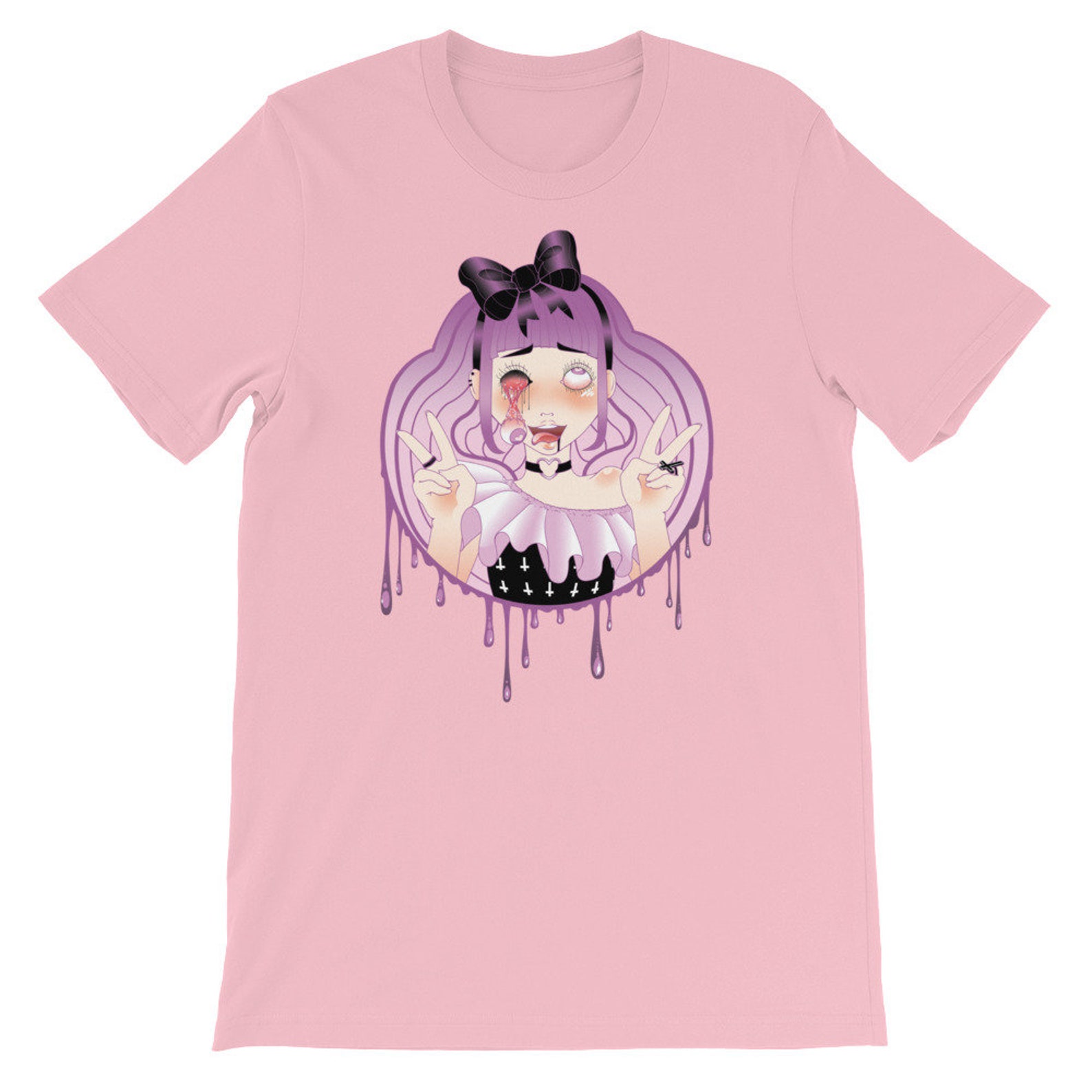 Pink Ahegao Pastel Shirt Lewd Anime Girl Etsy